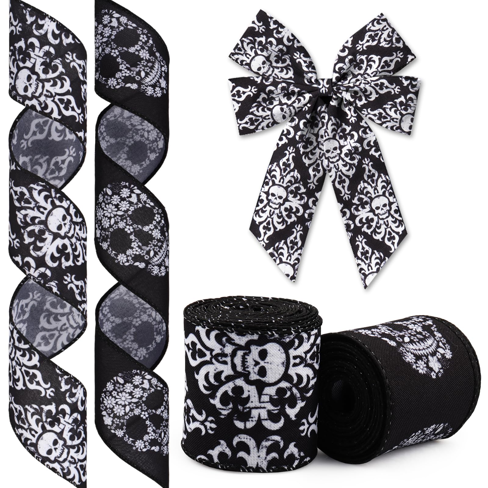 Amazon.com: Glodecart 2 Rolls Halloween Ribbon for Wreath Bows Wrapping ...