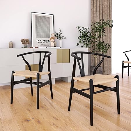 Amazon.com - Polynices Wishbone Chair, Weave Modern Solid Wood Mid-Century Y Shaped Backrest ...