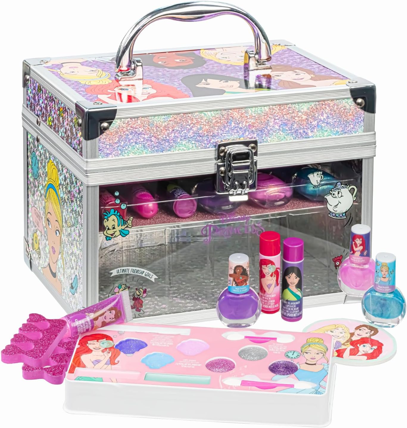Amazon.com: Disney Princess Train Case Girls Beauty Set, Kids Makeup ...