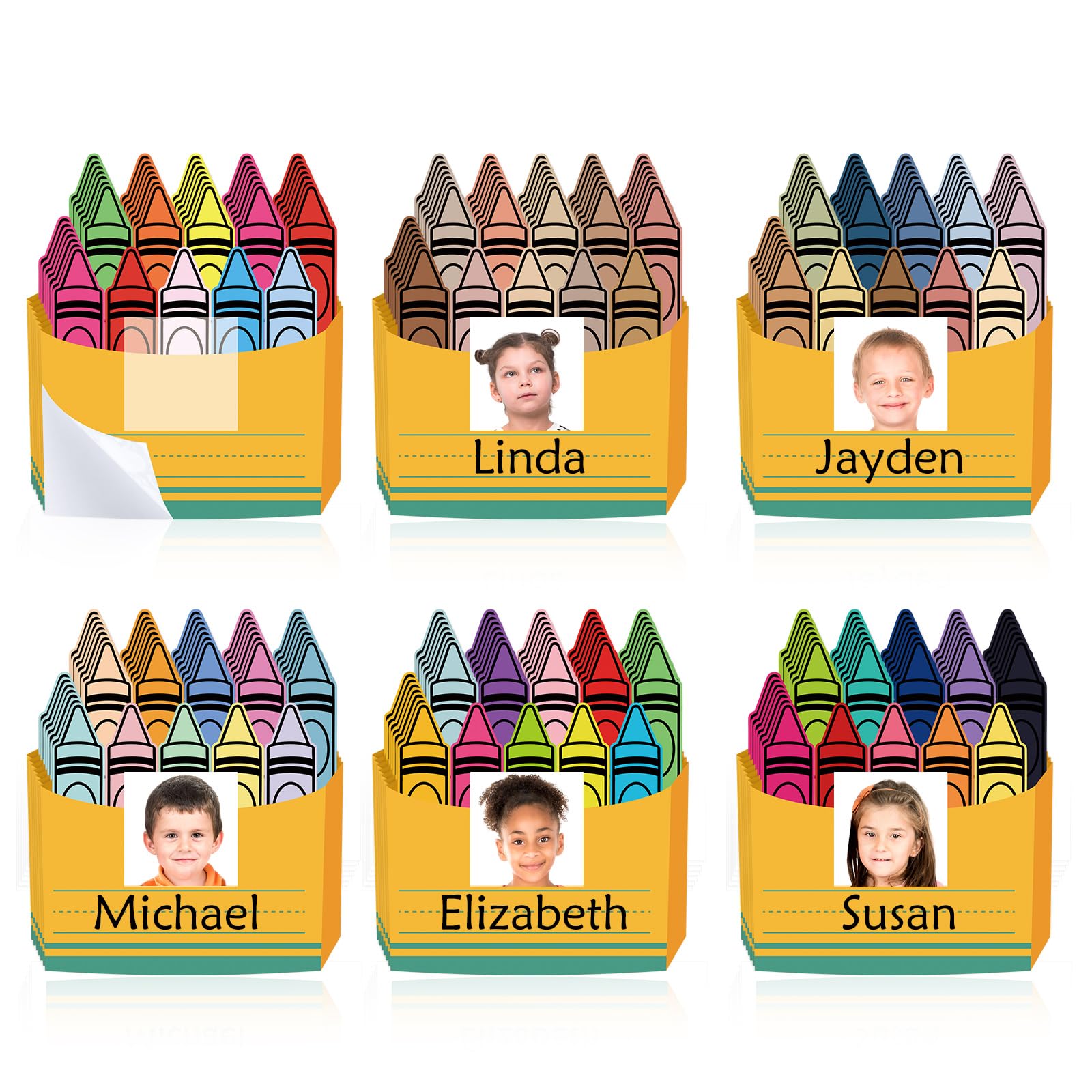 Snapklik.com : Fuyoooo 42pcs Crayon Box Desk Name Tags Kids Photo ...