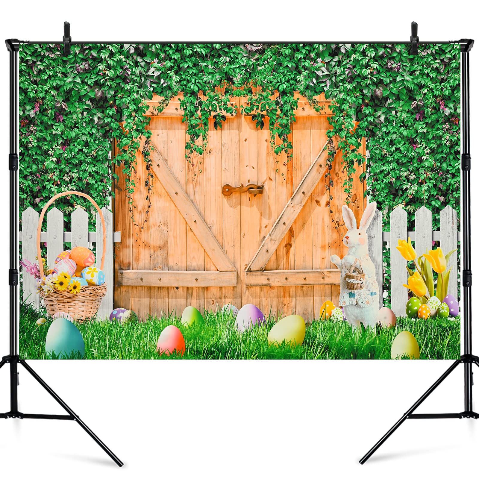 Amazon.com : WENMER 5X3ft Spring Easter Backdrop, Wooden Door Easter ...