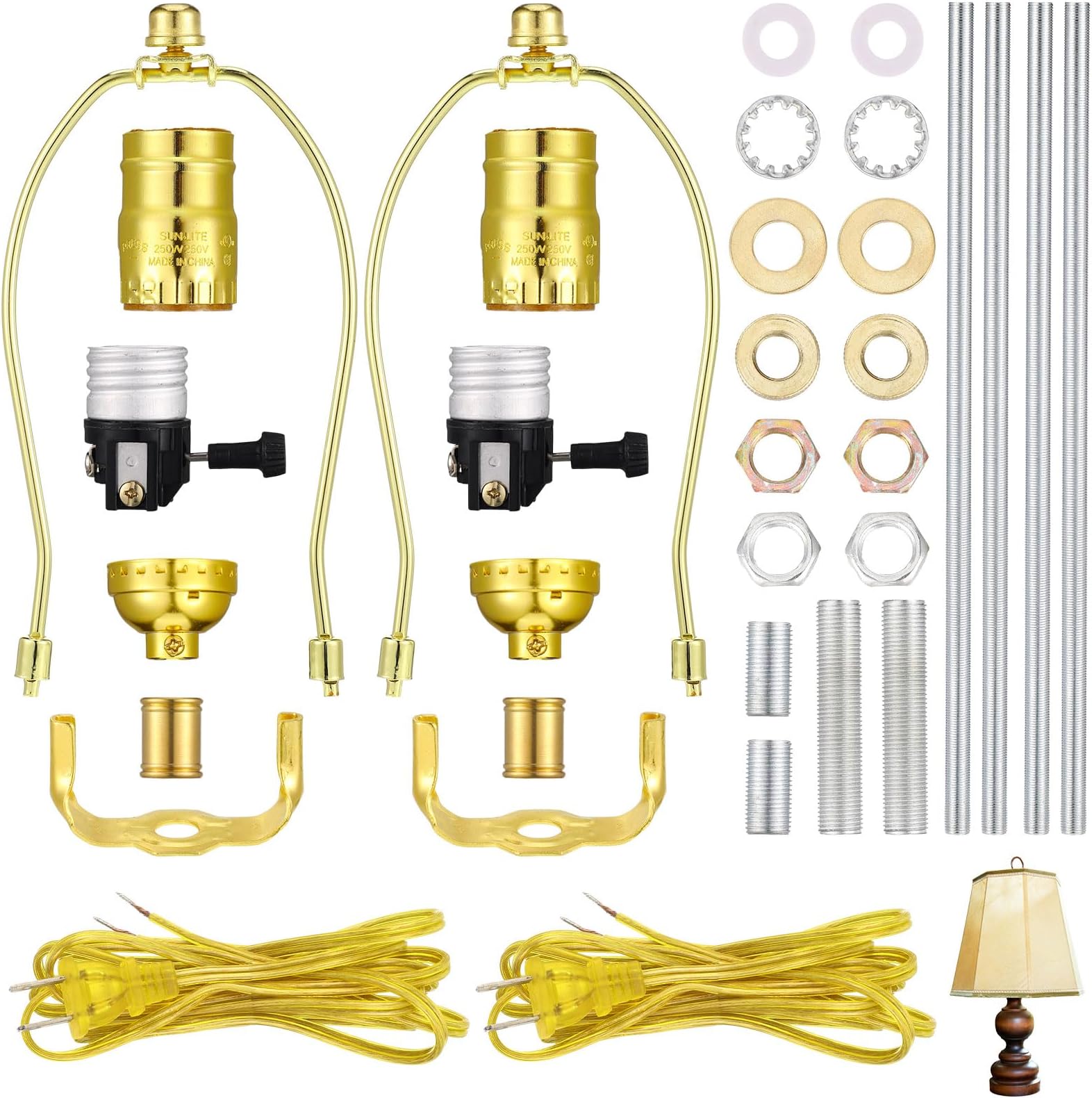 Baquler 2 Set Make a Lamp Kit Table Lamp Kit Repair or DIY Lamp Wiring ...