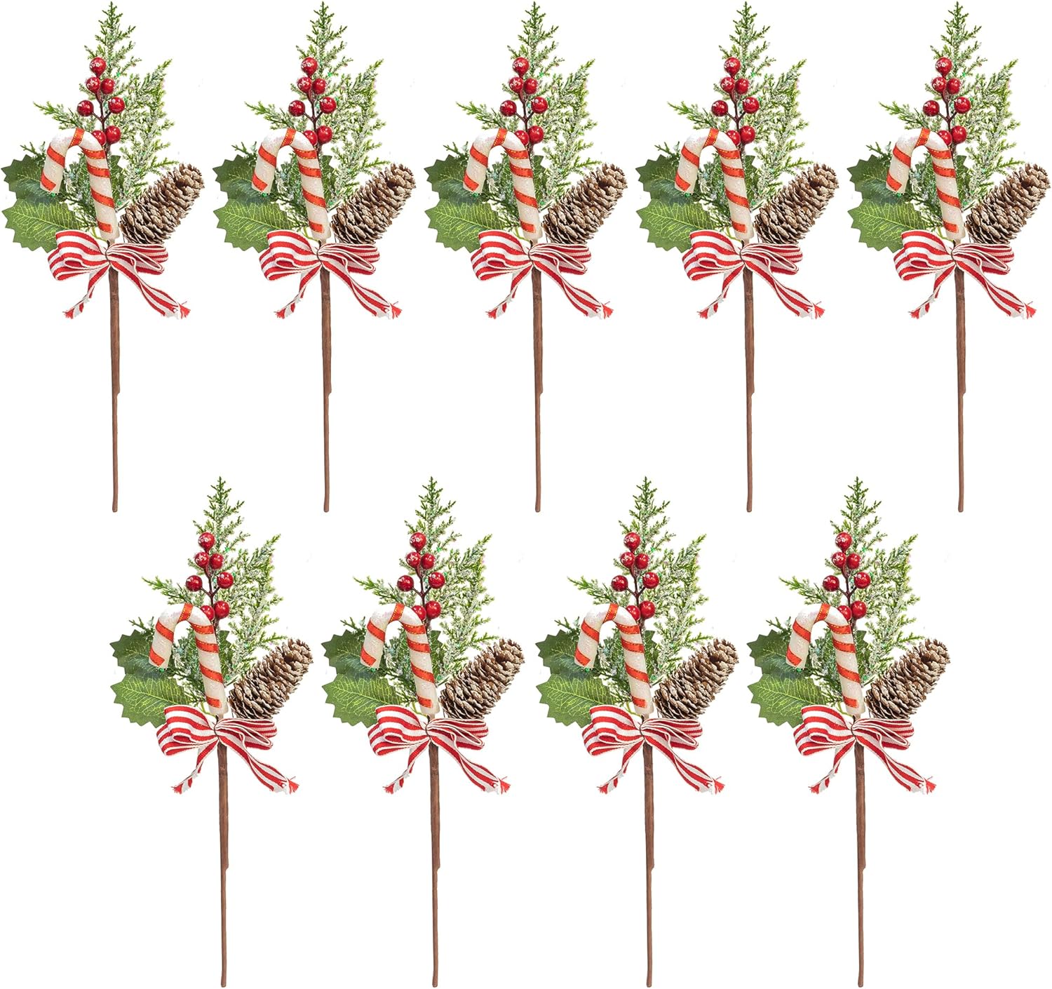 Amazon.com: KI Store Red and White Candy Cane Christmas Tree Picks 9pcs ...