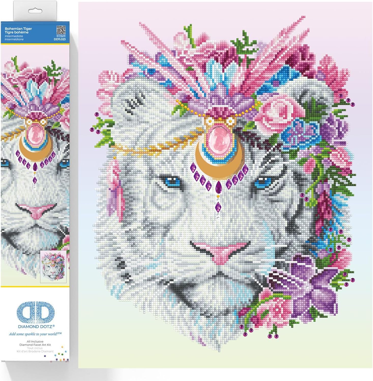 Amazon.com: DIAMOND DOTZ ® - Bohemian Tiger, Partial Drill, Round Dotz ...