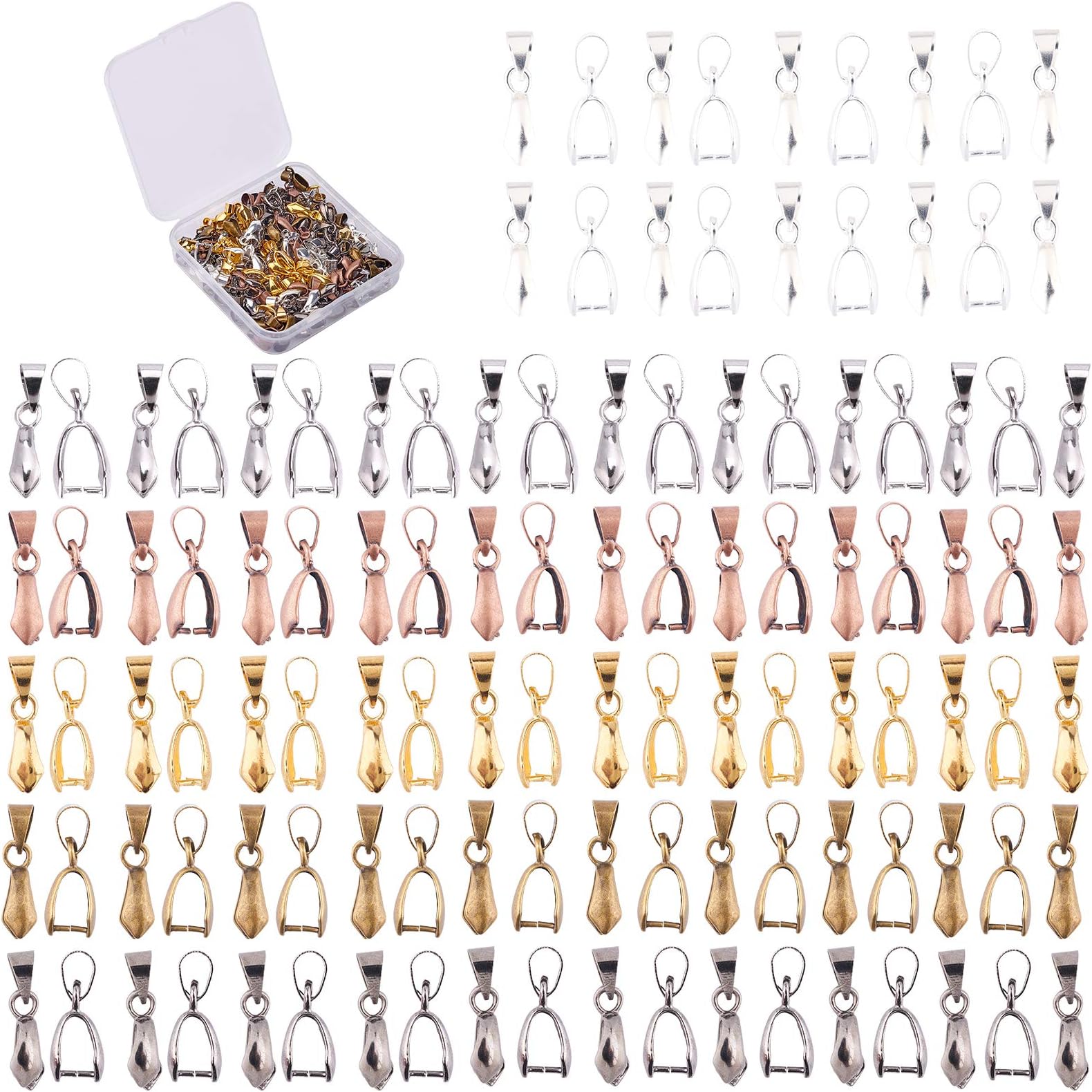 Amazon.com: 350 Pieces Pendant Clasp Connectors Bails for Necklace 7 ...