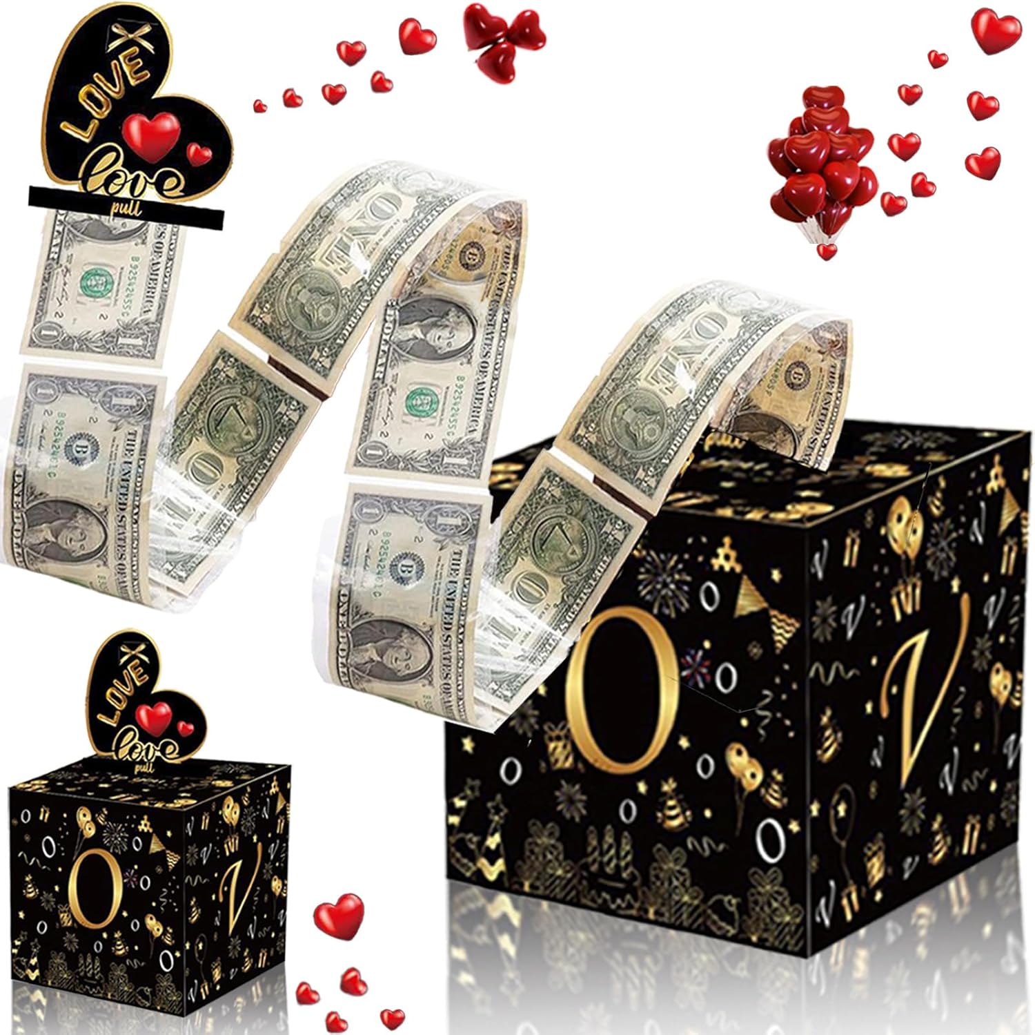 Amazon.com: Love Money Box for Cash Gift, Money Roll Gift Box for Love ...