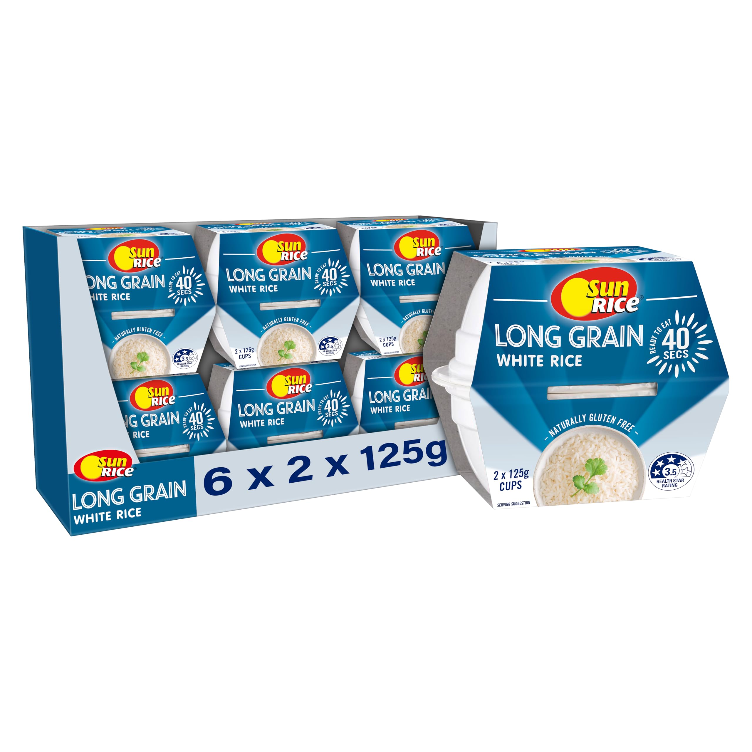 SunRice Microwave White Long Grain Rice Cups 125 g (Pack of 12 ...