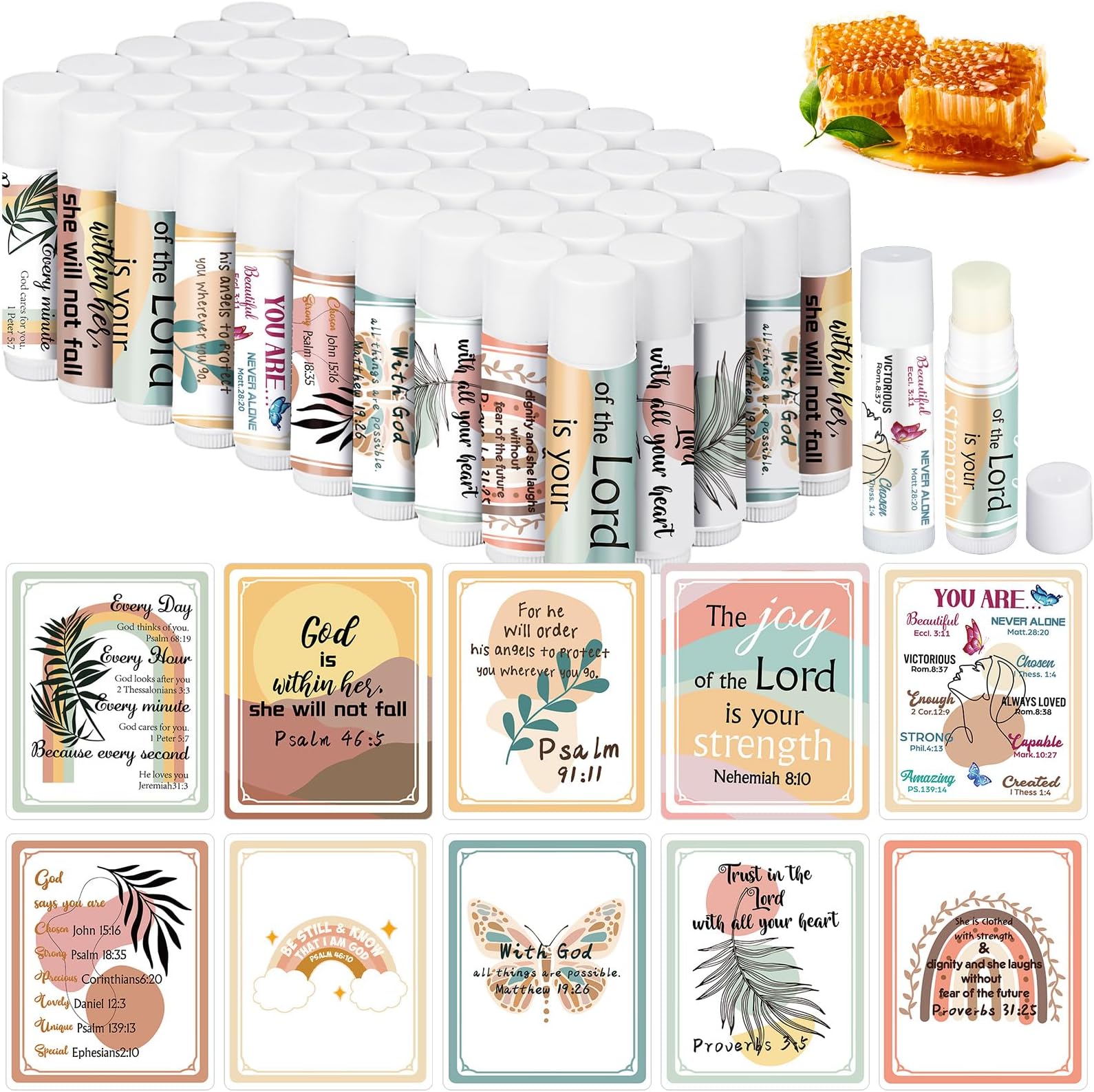 Amazon.com : Sacubee 50 Pcs Christian Lip Balms Christian Gift Bulk for ...