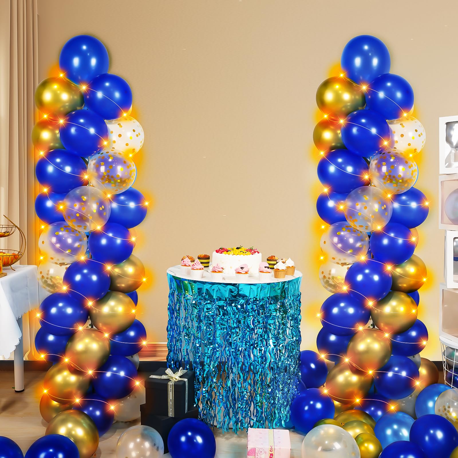 Amazon.com: Bule Balloon Column Stand Kit with Balloons & String Light ...