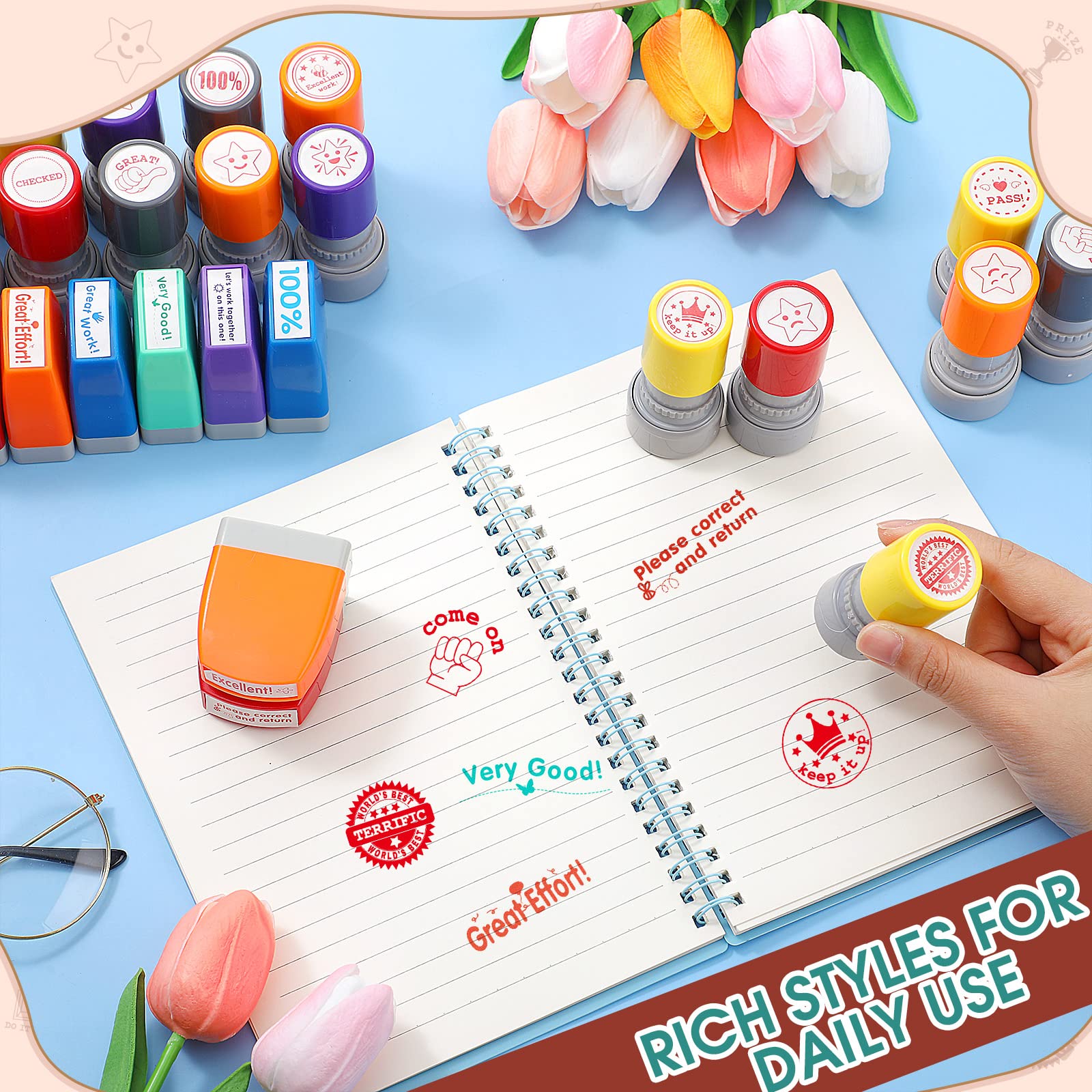 Snapklik.com : 24 Pcs Teacher Stamps For Classroom Elementary ...