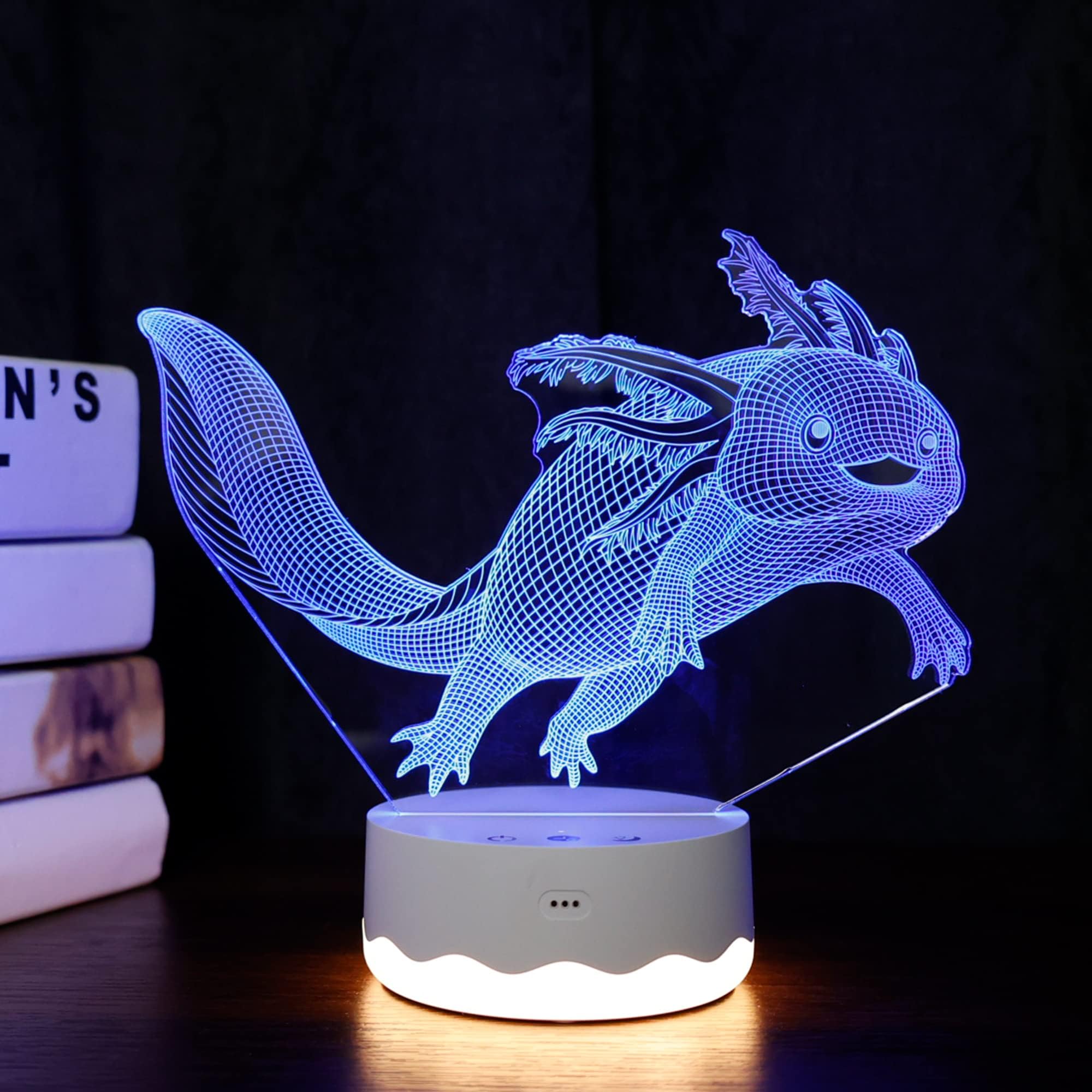 OkiyiD 3D Axolotl Crystal Ball Night Light with Remote, Axolotl Gifts ...