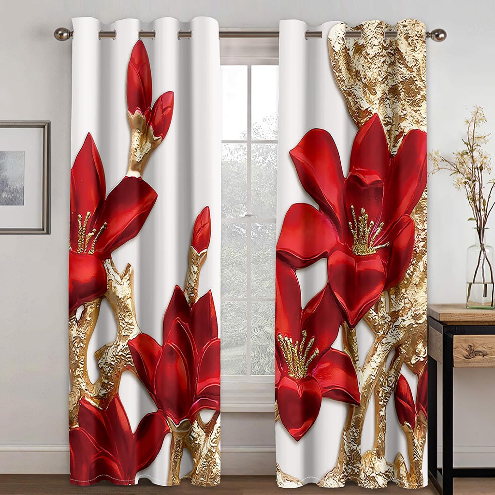 Incredible Red Window Curtains Design Ideas