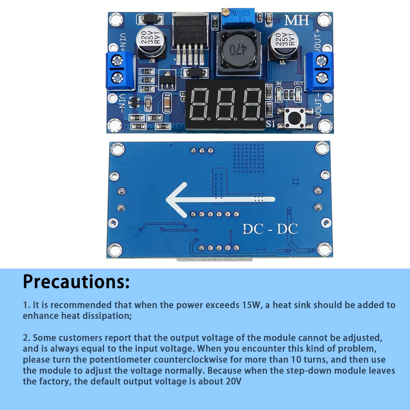 Buy Adjustable LM2596S DC-DC Buck Converter Reduced Voltage Regulator ...