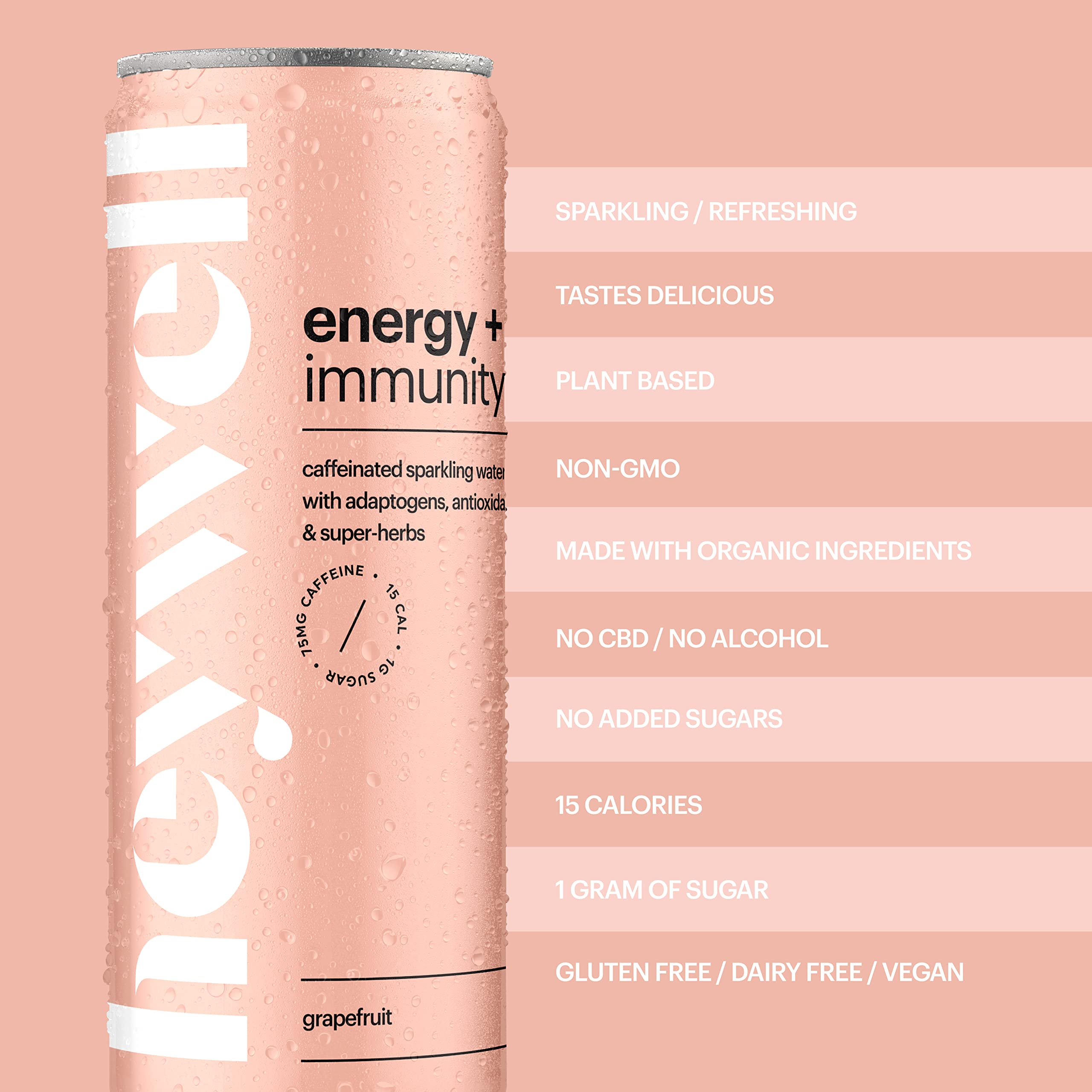 Snapklik.com : Heywell Sparkling Adaptogenic Water, Energy And Immunity, Grapefruit Flavor, 12 ...