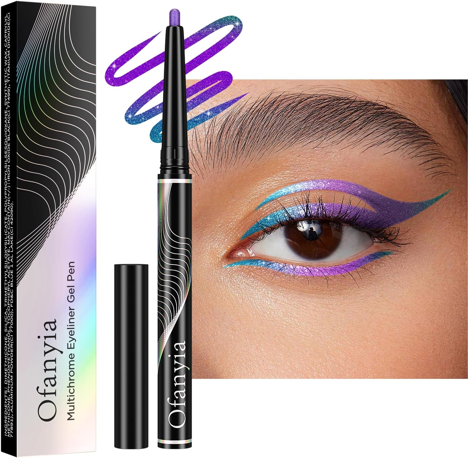 Amazon.com : Ofanyia Multichrome Eyeliner Pencil, Metallic Gel Eyeliner ...