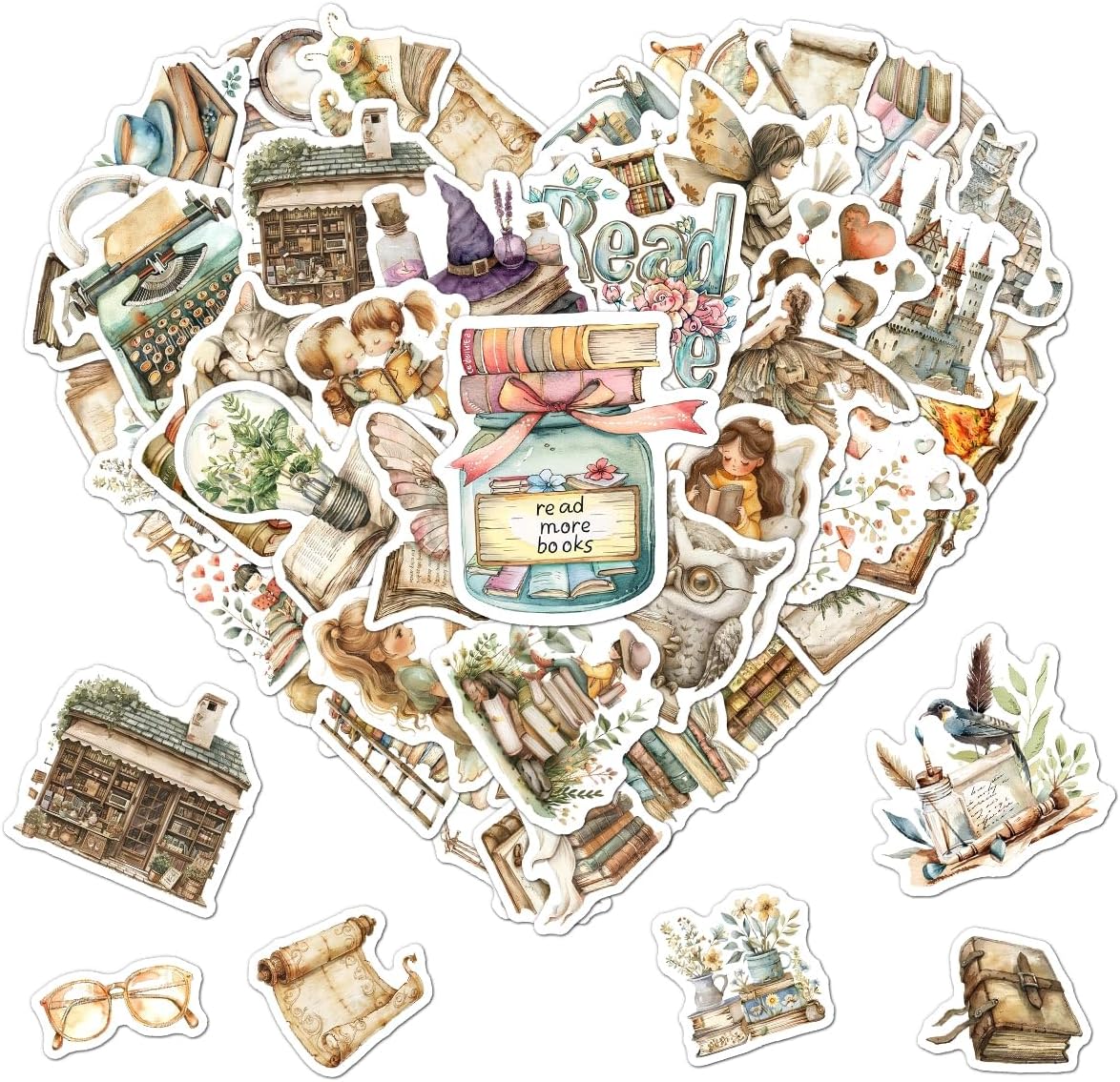 Amazon.com: Pack 50 Pcs Book Bookish Stickers for Water Bottles Funny ...