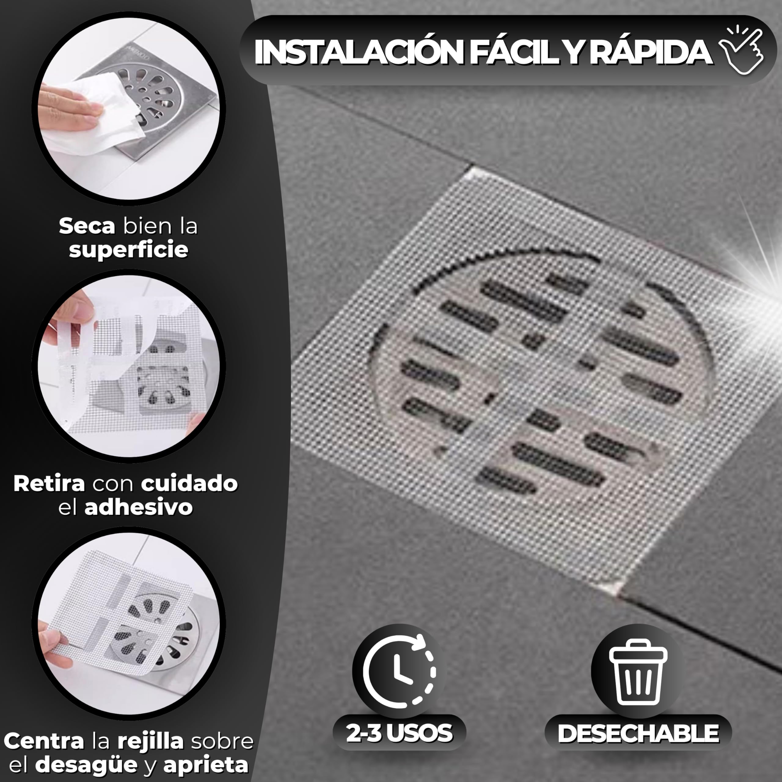 HKaizen 50 PCS Rejillas Atrapa Pelos Ducha | Filtro Ducha Pelo y ...