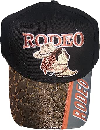 Hat & Boots Rodeo Cowboy Baseball Caps Embroidered - Gold Visor ...