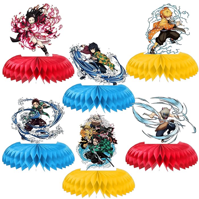 Buy Demon Slayer Birthday Party Decorations, 6 Pcs Table Topper ...