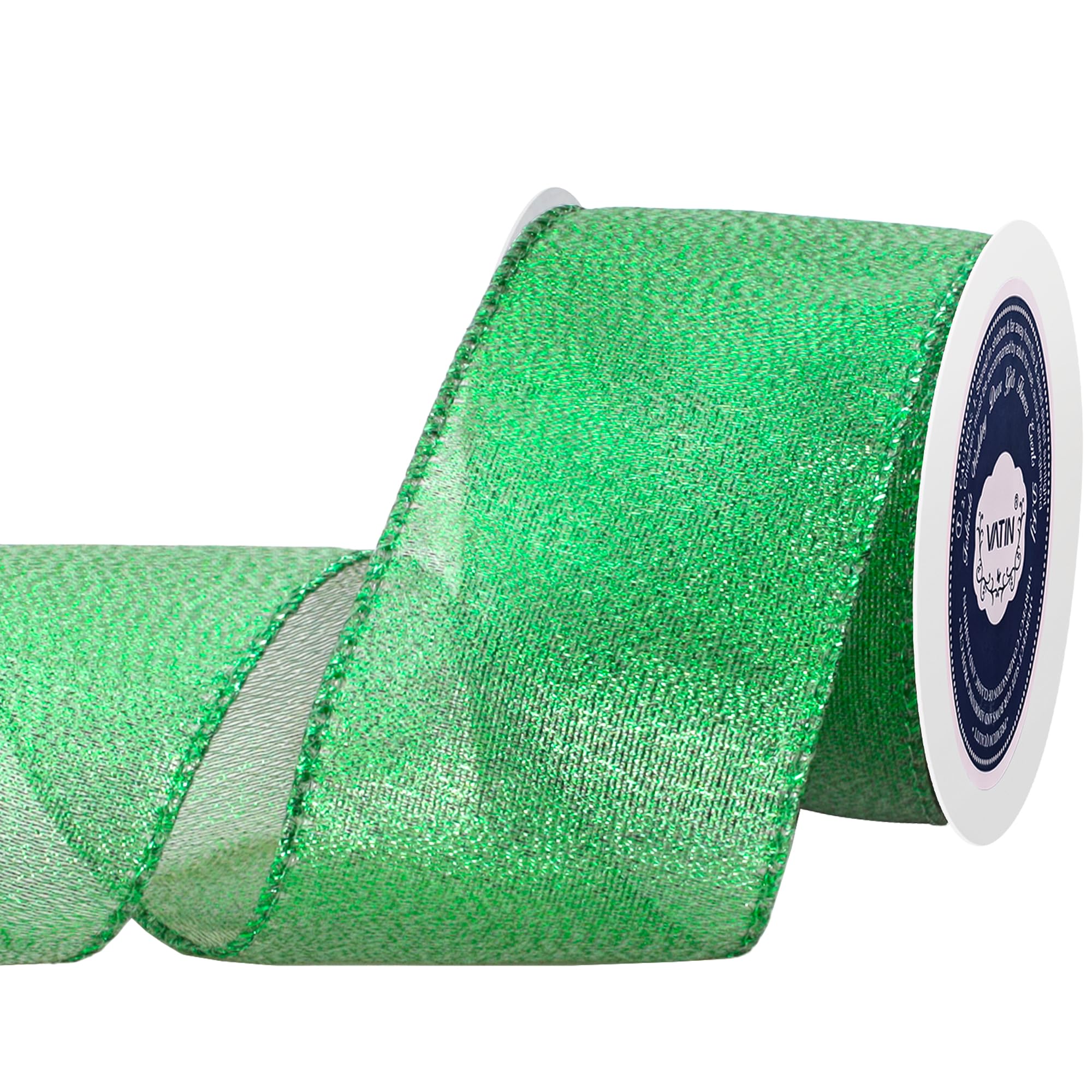 VATIN Metallic Emerald Green Wired Ribbon, 63mm x Continuous 9 Metre ...