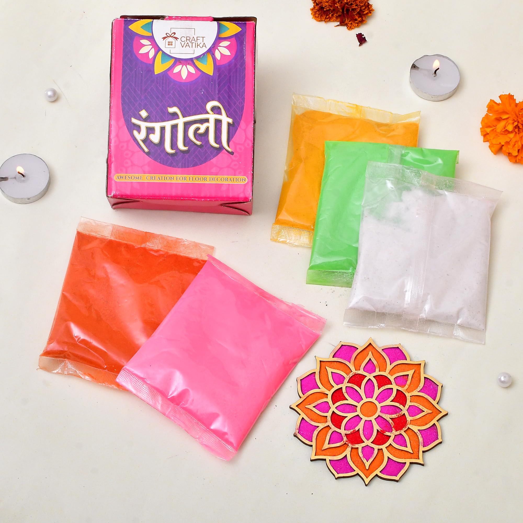 Buy CraftVatika Rangoli Making Tools Kit - Set of 5 Rangoli Powder with ...