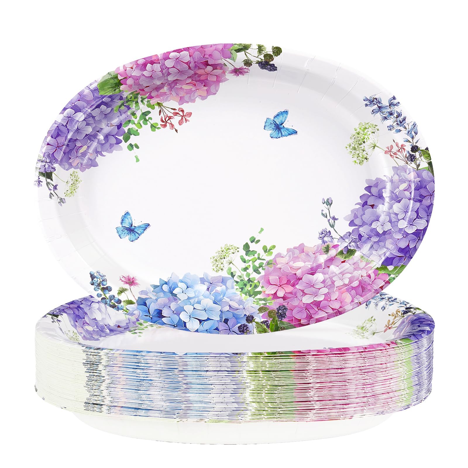 Amazon.com: 50Pcs Hydrangea Flowers Oval Paper Plates Large 10"x12 ...