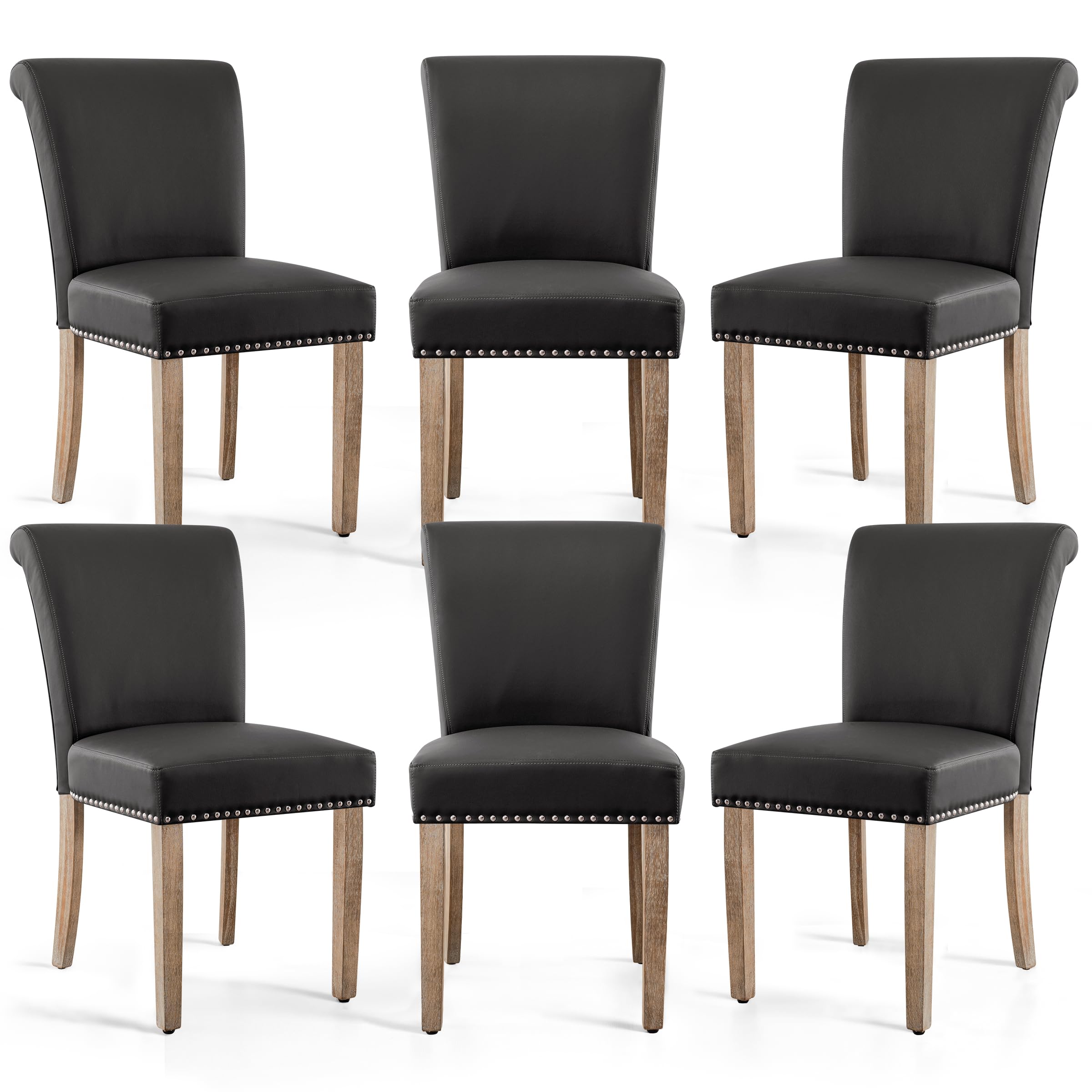 Amazon.com - Dining Chairs Set of 6, Leather Parson Dining Room Chairs ...