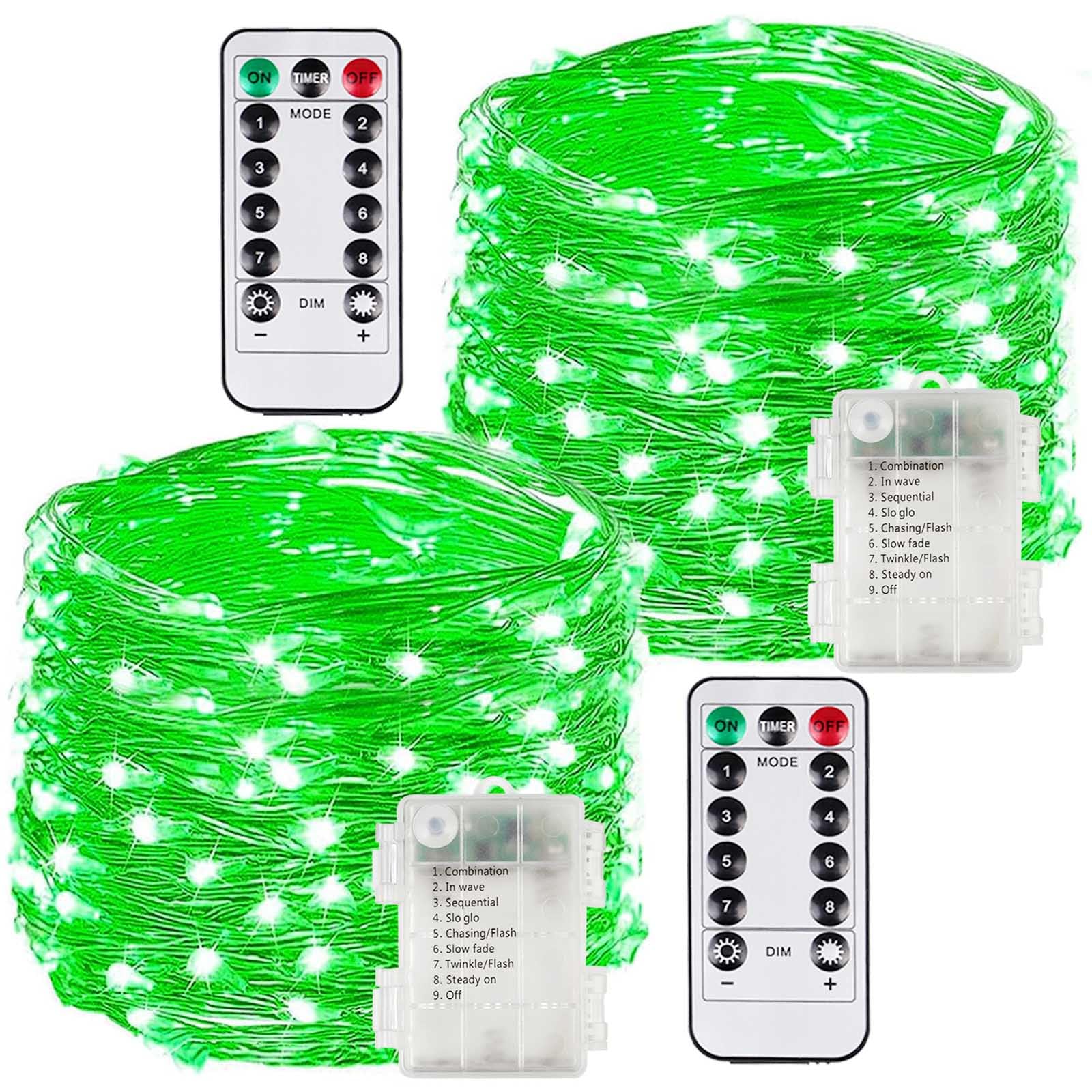 2 Pack Each 33Ft 100LED Battery Operated Fairy Lights with Remote ...