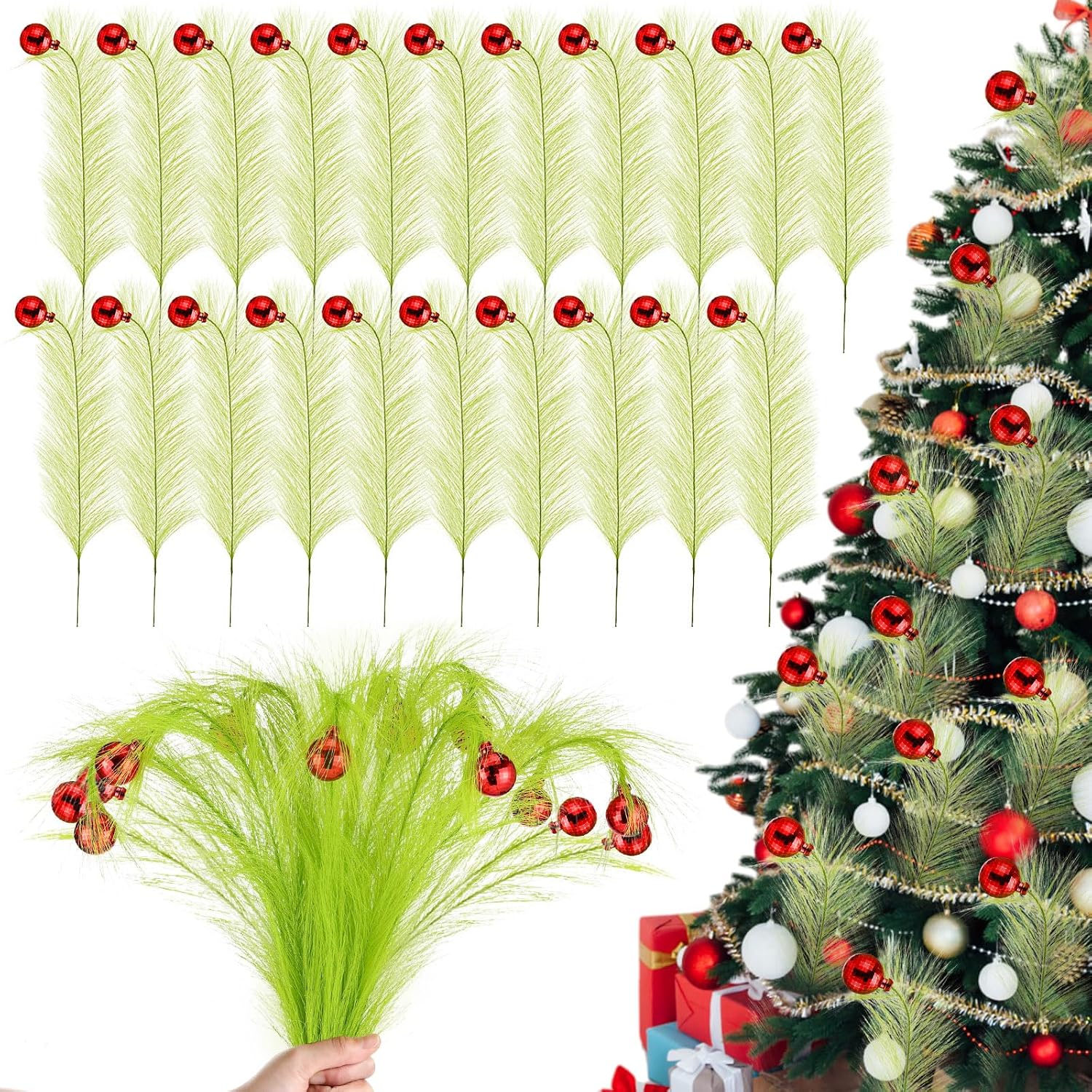 Amazon.com: Norme 24 Pcs 18" Lime Green Curly Tree Picks Christmas ...