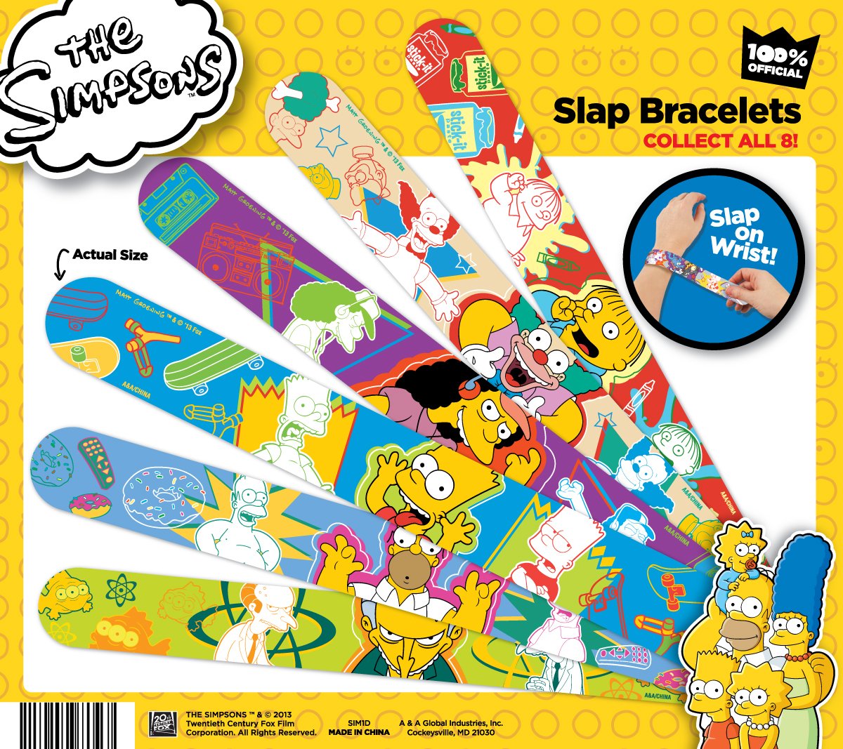 Amazon.com: The Simpsons Slap Bracelets and Stickers (8 count each ...