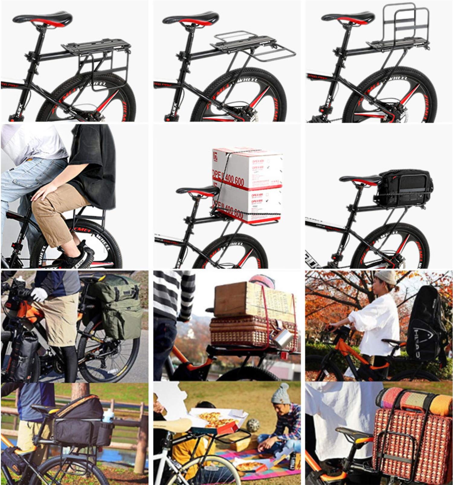 Snapklik.com : Bicycle Rear Rack Fender Luggage Rack Seat W/metal ...