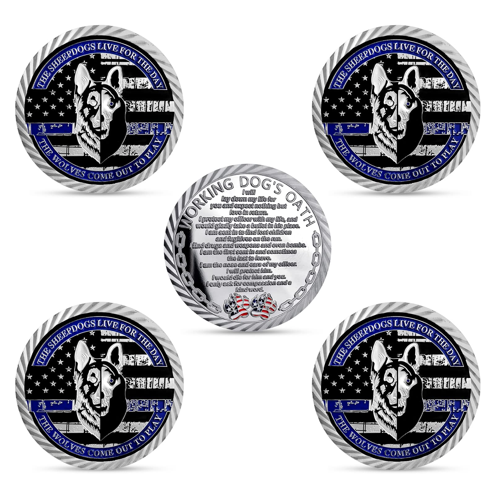 Amazon.com : 5 Pcs K9 Police Dog Challenge Coin Working Dog's Oath Law ...