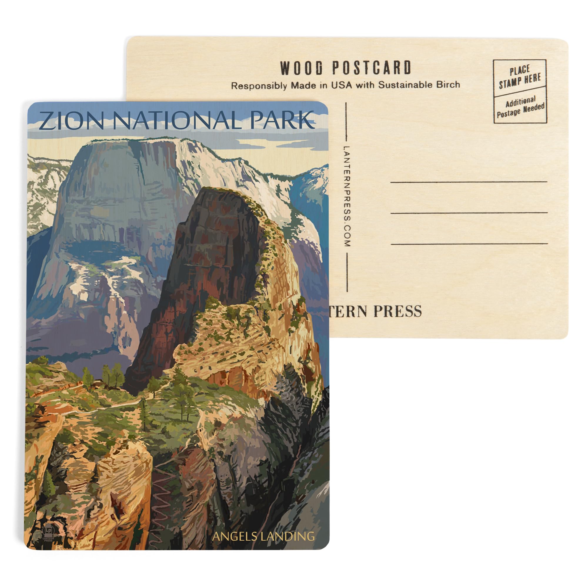 Amazon.com: Zion National Park, Utah, Angels Landing (4x6 Birch Wood ...