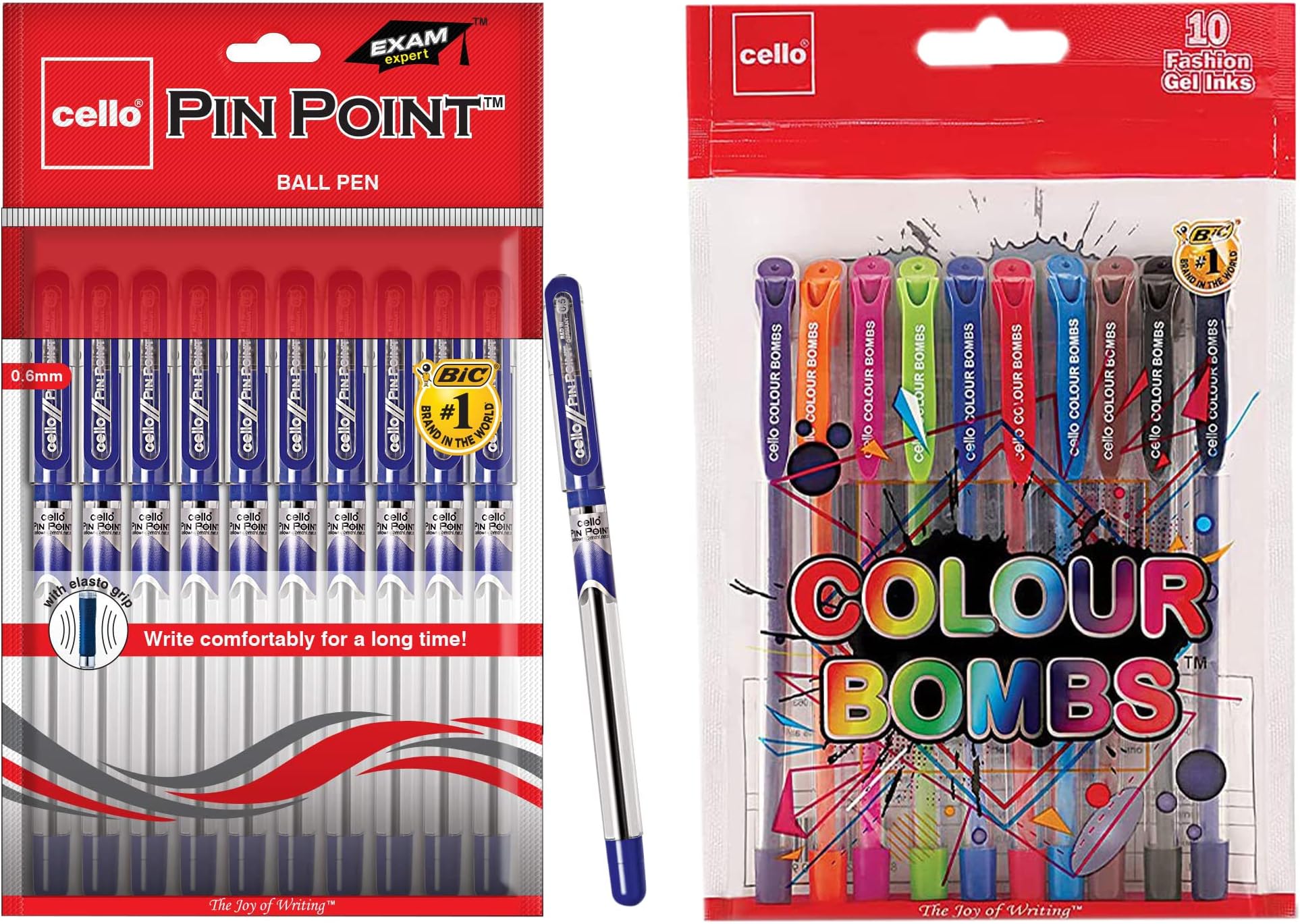 Cello Pinpoint Ballpoint Pens - Blue (Pack of 10) Colour Bombs coloured ...