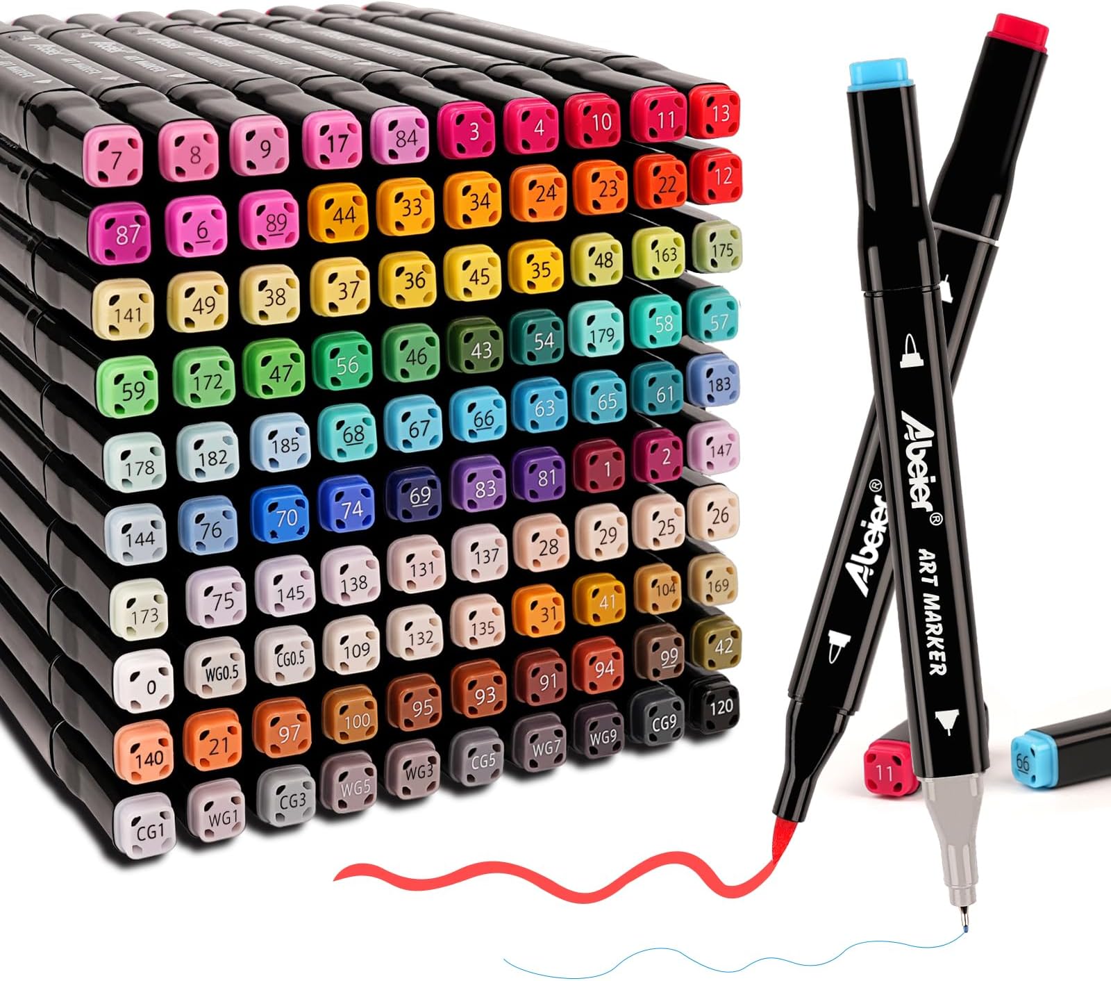 Amazon.com: ABEIER Dual Brush Tip Marker Pens, 100 Vibrant Colors ...