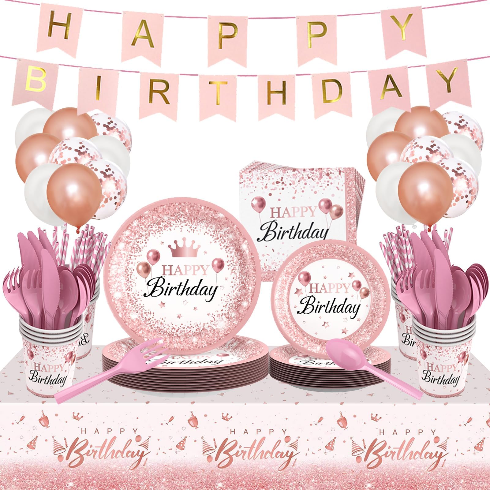 Amazon.com: 81 Pieces Rose Gold Party Decorations - Rose Gold Party ...