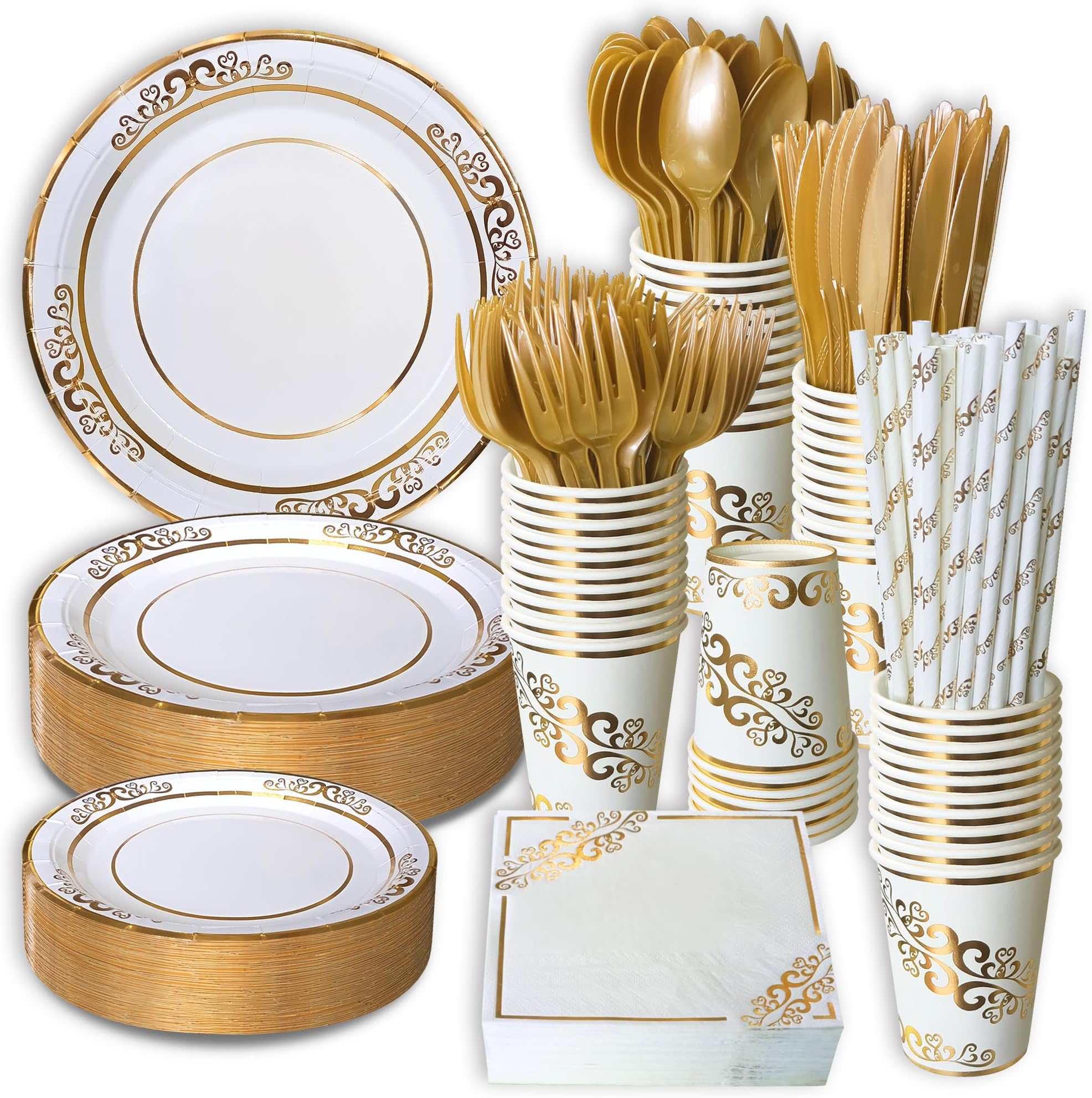 Amazon.com: Festa Vida Disposable Dinnerware Set for 8,12 & 25 People ...