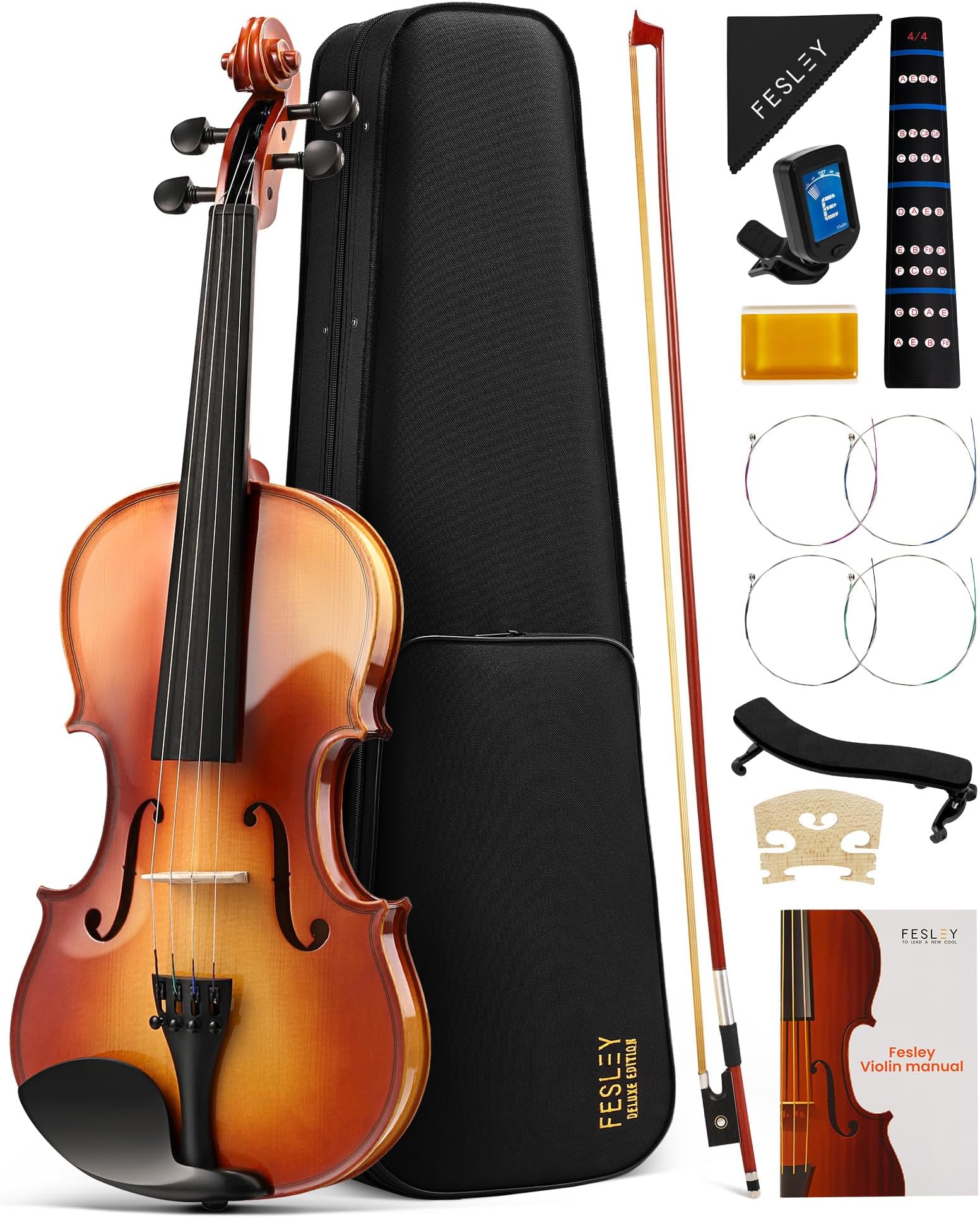 Amazon.com: Fesley 4/4 Full Size Violin Set, 4/4 Violins for Beginners ...