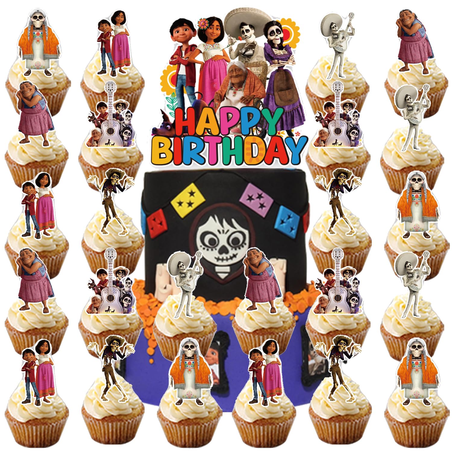 Amazon.com: 25pcs Coco Cake Topper and Cupcake Topper Set, Coco ...