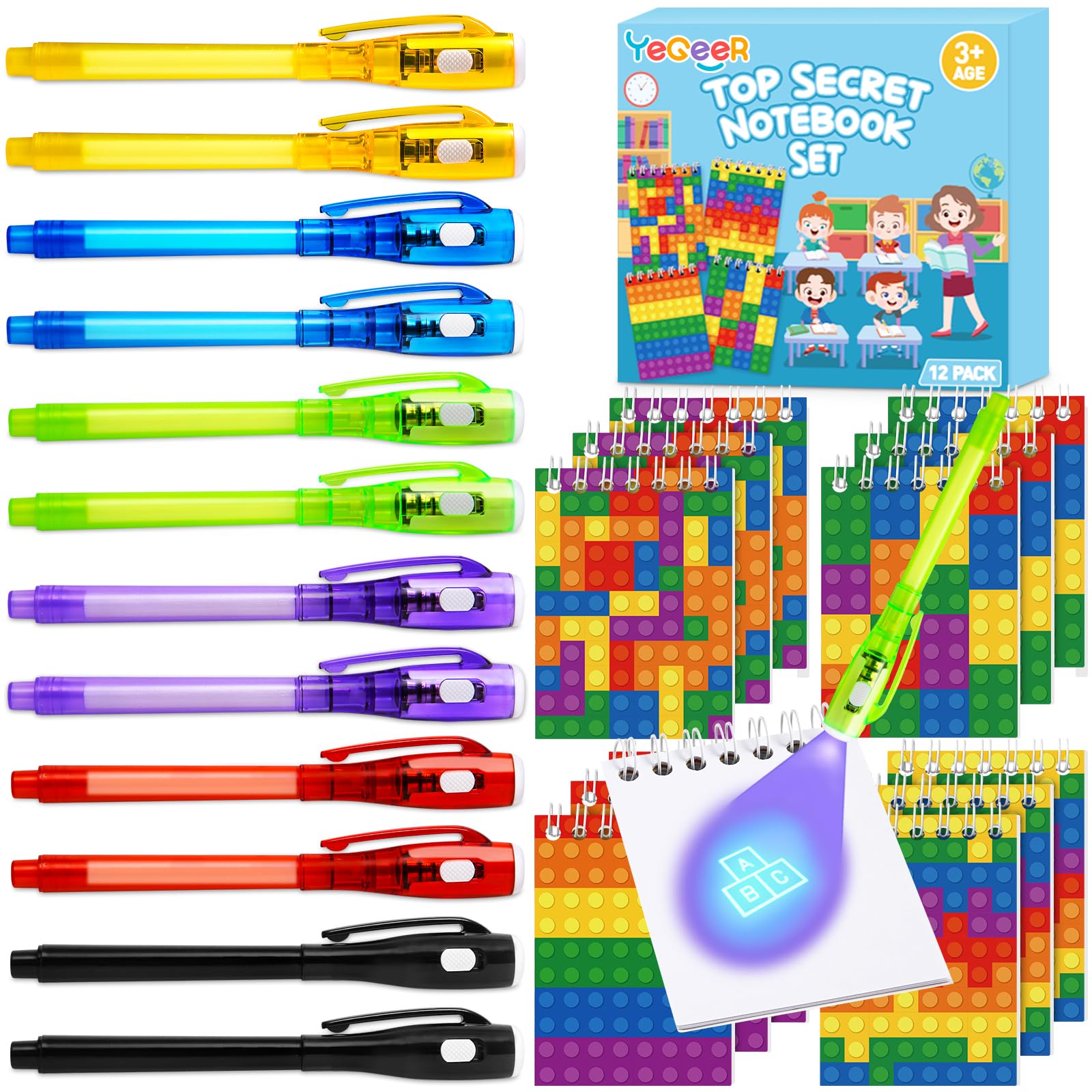 Amazon.com: YEGEER 12 Pack Invisible Ink Pen with Notebook Set for Kids ...