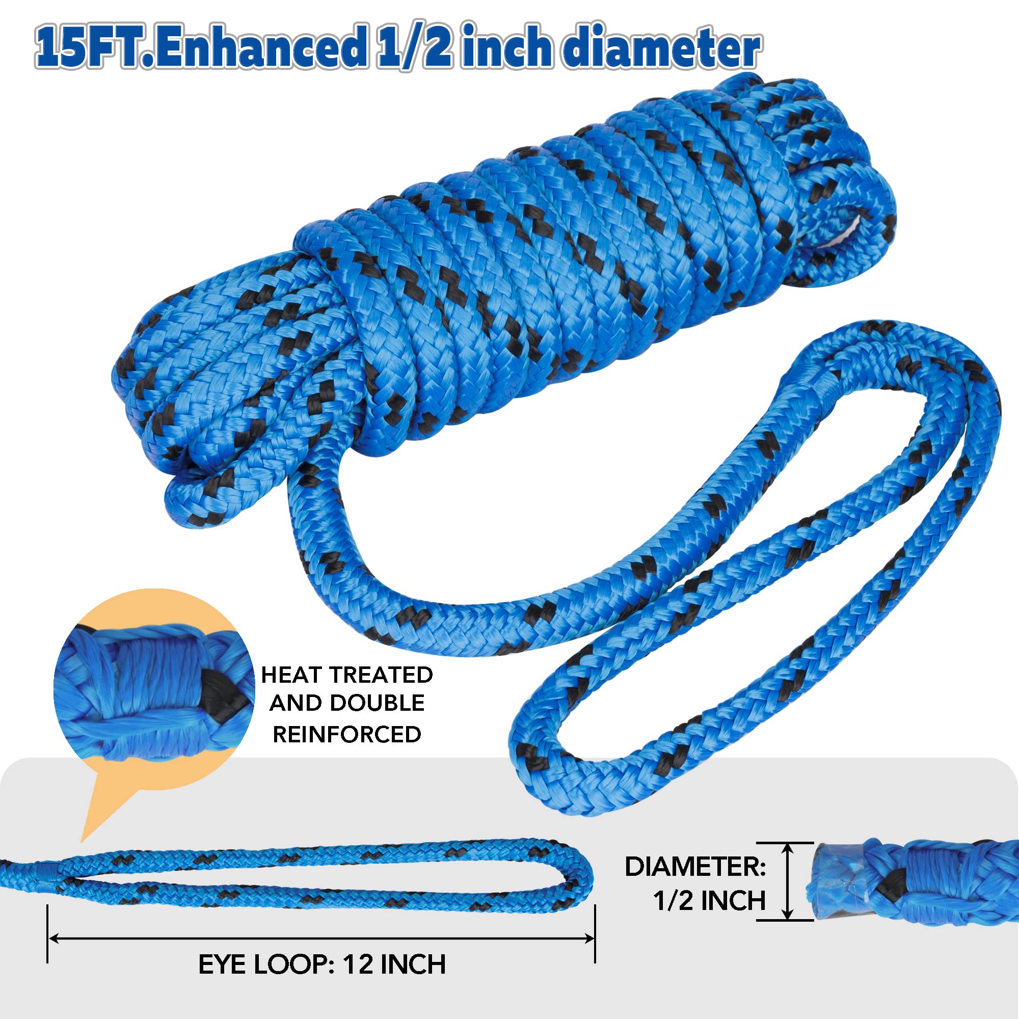 Snapklik.com : MARINE SYSTEM Double Braided Nylon Dock Lines Rope, 1/2 ...