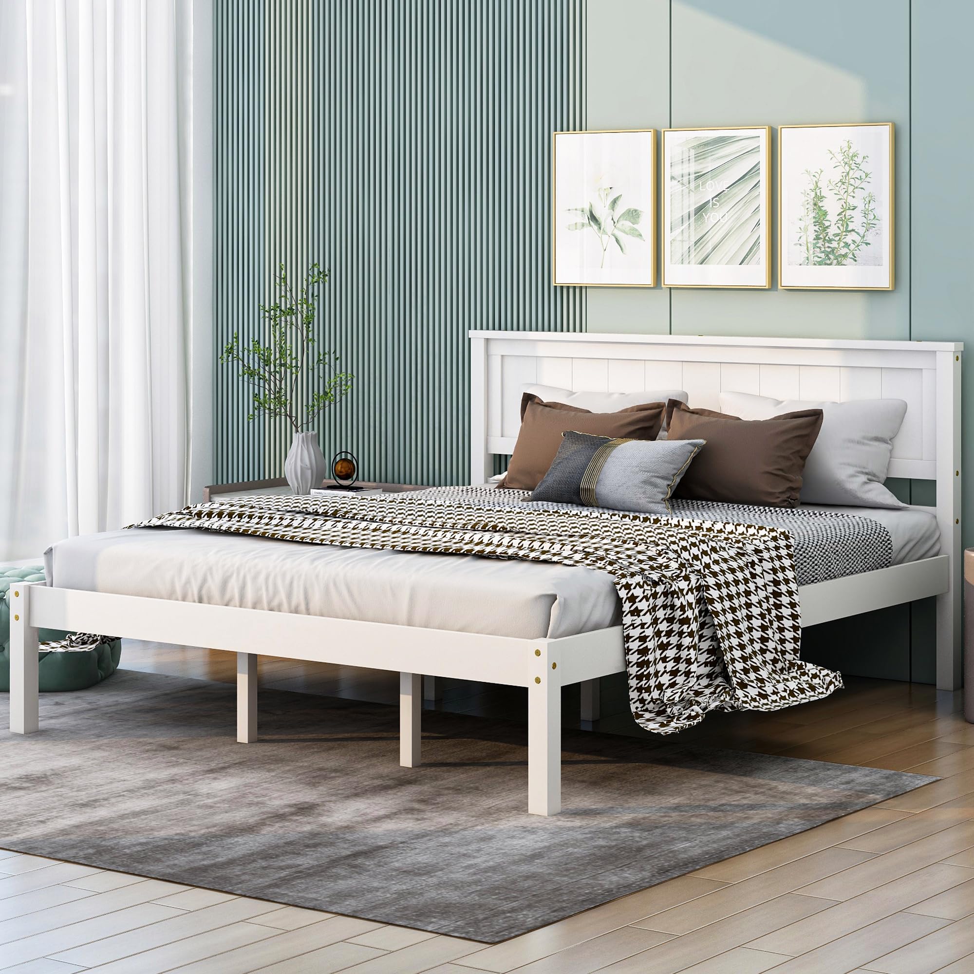 Amazon.com: Merax Wood Platform Bed with Headboard, Platform Bed with ...