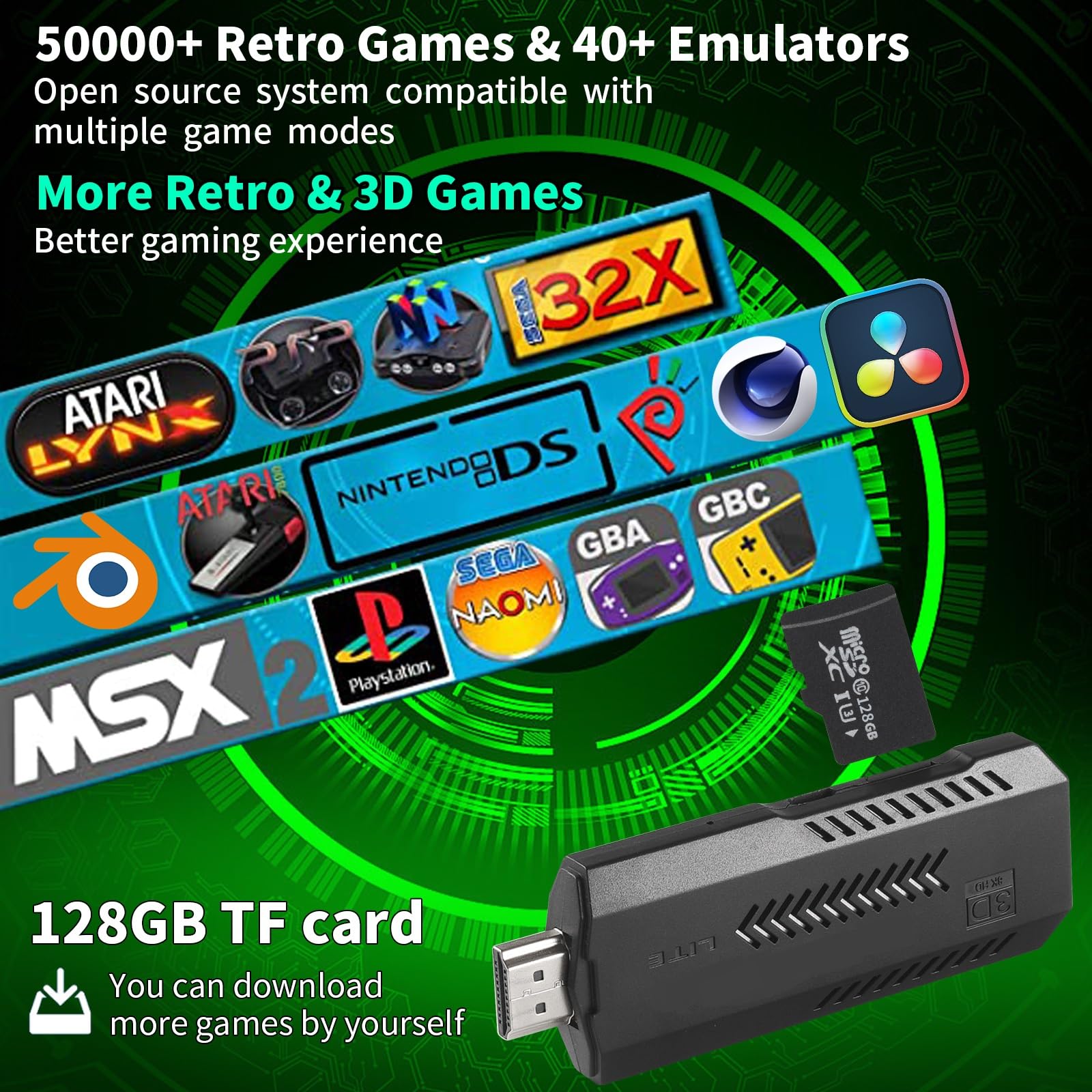 Snapklik.com : HeavenBird Wireless Retro Game Console, 128G HD Classic & 3D Games Console Built ...