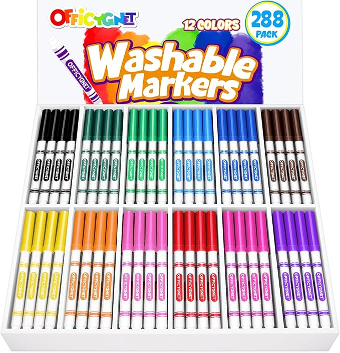 Amazon.com: Officygnet 288 Count Washable Markers Bulk, Coloring ...