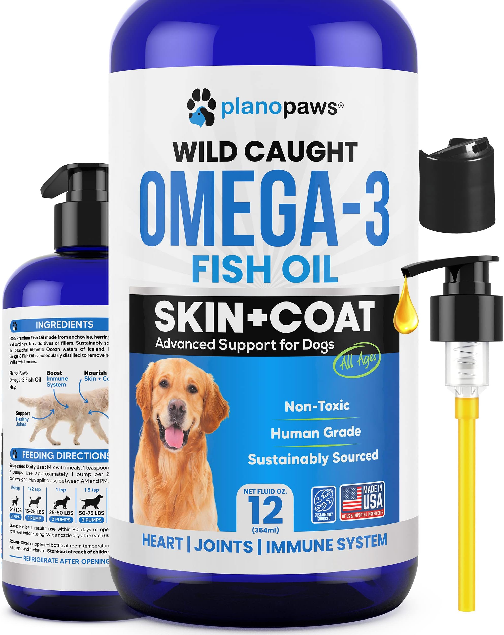 Amazon.com : PetMade Omega 3 Fish Oil for Dogs - Wild Alaskan Pollock Oil Deluxe Liquid Dog Skin ...