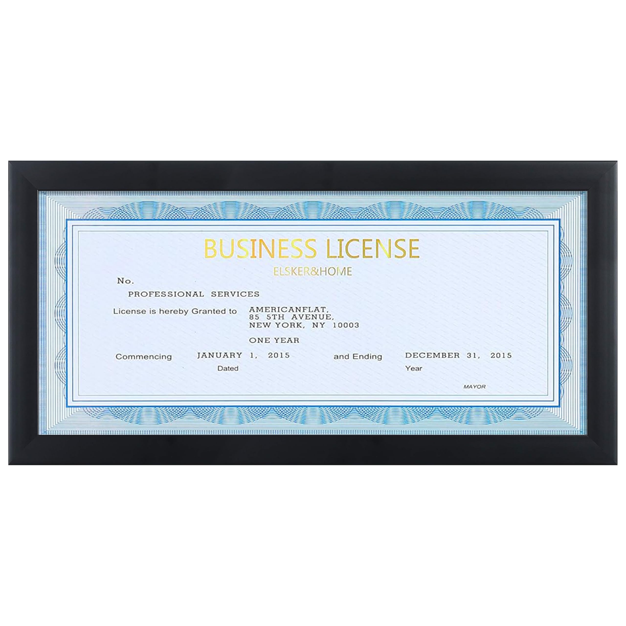 Amazon.com: ELSKER&HOME 4x9 Business License Frame Black for 4 x 9 ...