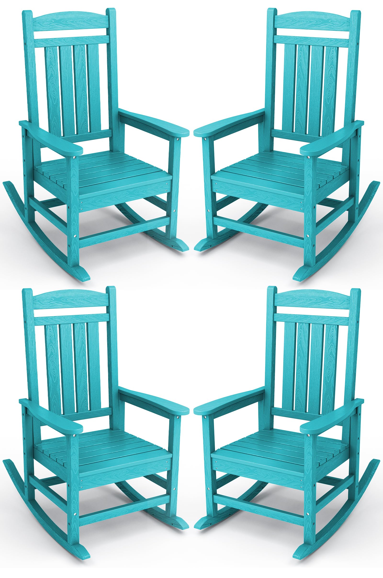 Snapklik.com : KINGYES HDPE Outdoor Rocking Chair Set Of 4, All-Weather ...