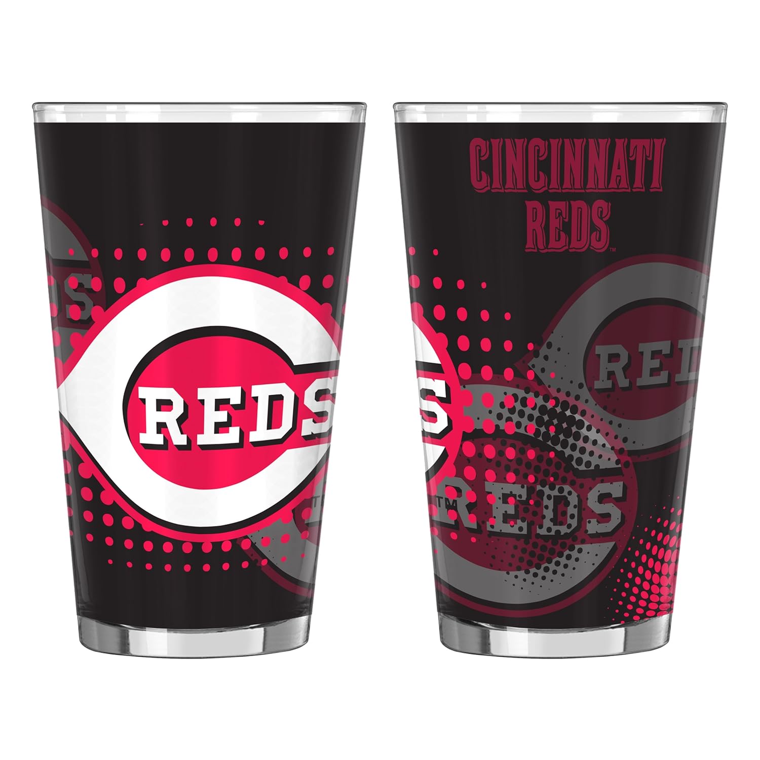 MLB Cincinnati Reds Halftone Pint Glass Set (2-Pack), 16-Ounce : Amazon ...