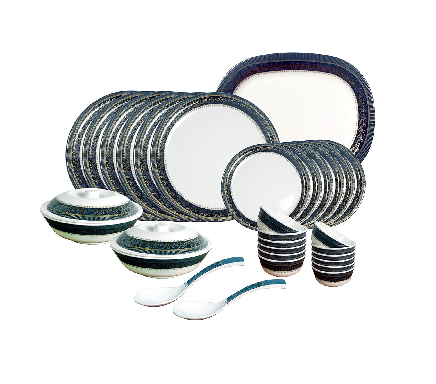 Cello Melmoware Dinner Set, Flavia, 31 Pcs, Teal Gold : Amazon.in: Home ...