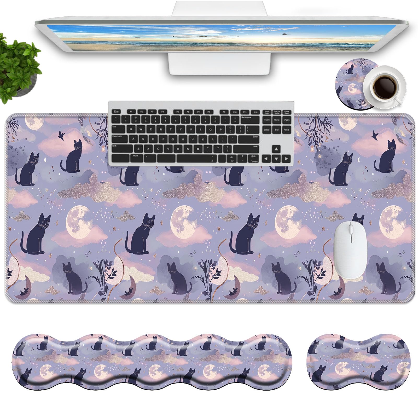 Amazon.com : RUUHLJLET Keyboard Mouse Pad Set,Large Mouse Pad+Keyboard ...